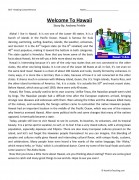Reading Comprehension Worksheet - Welcome to Hawaii