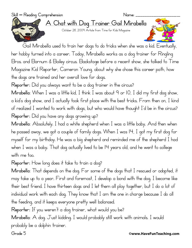 5th Grade Reading Comprehension Skills Reading Comprehension