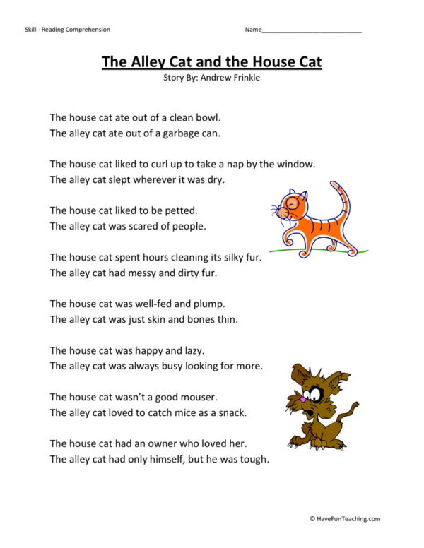 Second Grade Reading Comprehension Worksheets
