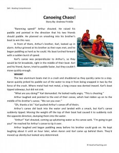 Reading Comprehension Worksheet - Canoeing Chaos!