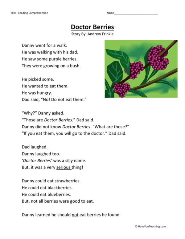 First Grade Reading Comprehension Worksheets