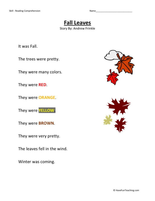 First Grade Reading Comprehension Worksheets