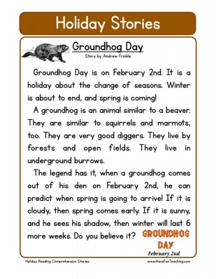 Reading Comprehension Worksheet - Groundhog Day