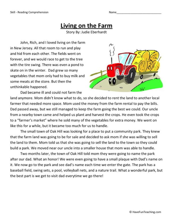 First Grade Reading Comprehension Worksheets
