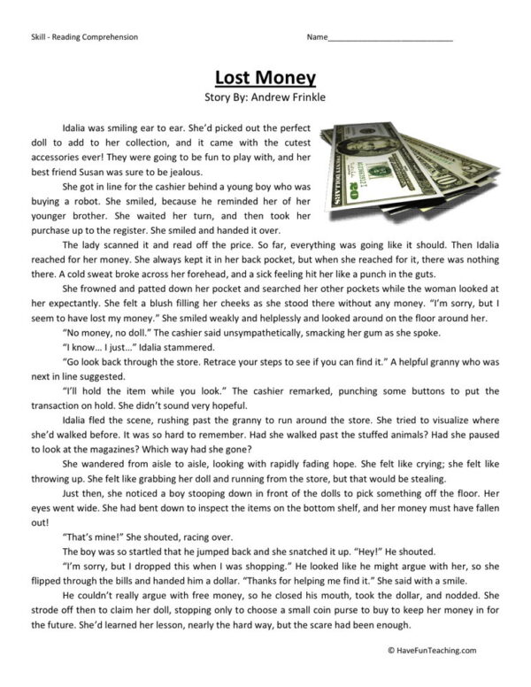 Fourth Grade Reading Comprehension Worksheets