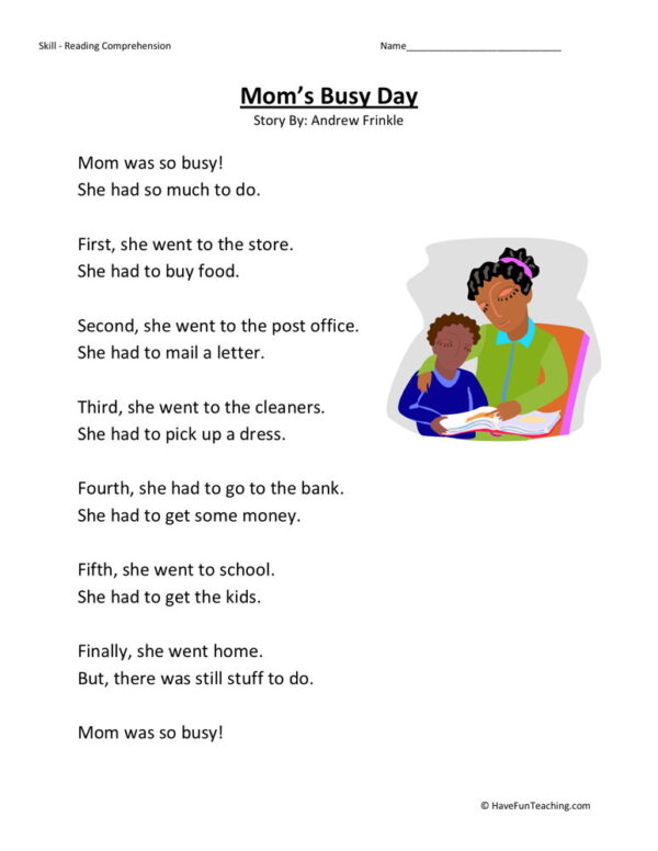 First Grade Reading Comprehension Worksheets