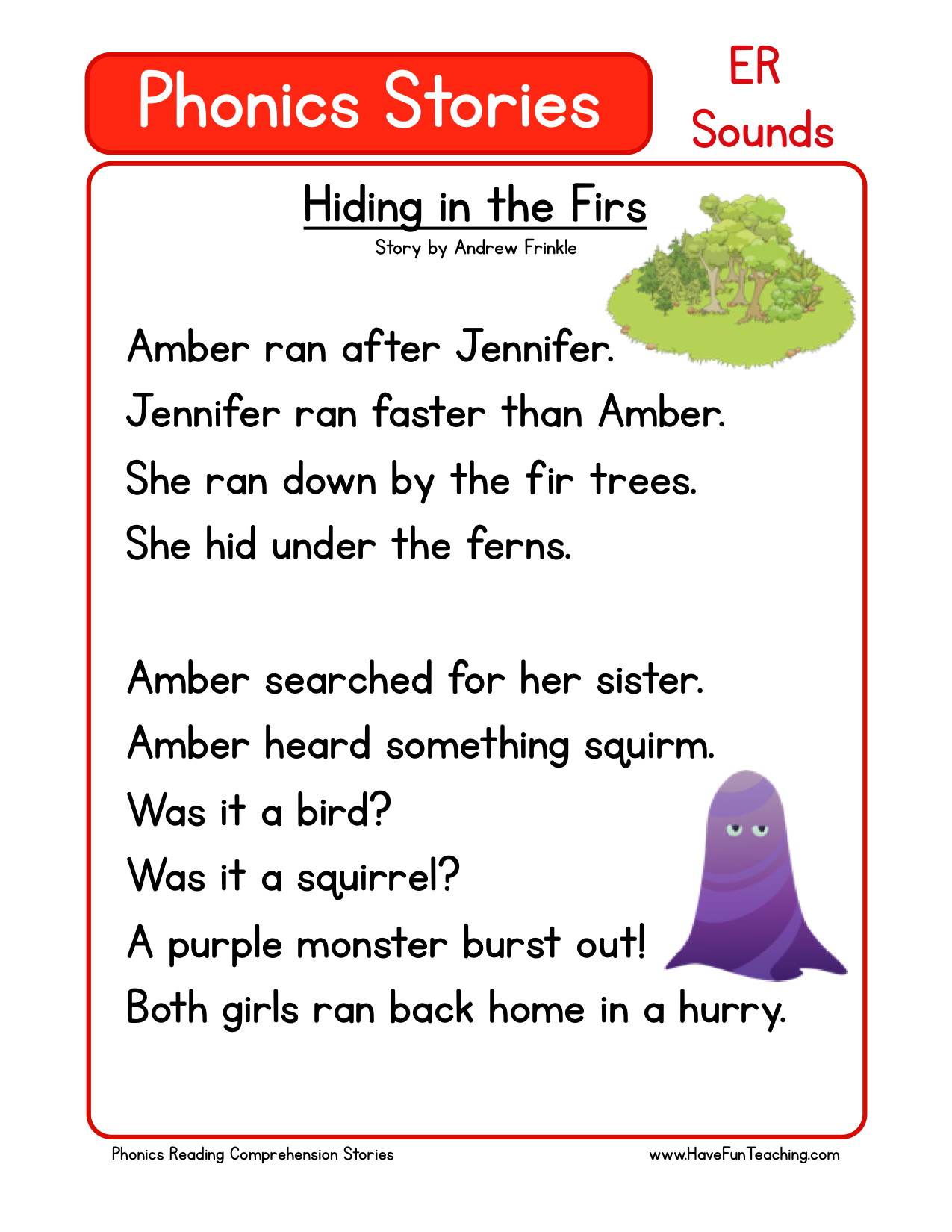 Reading Comprehension Worksheet Hiding In The Firs Reading Comprehension Worksheet Hiding In The Firs
