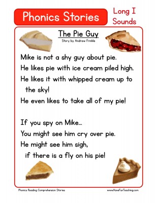 Reading Comprehension Worksheet - The Pie Guy