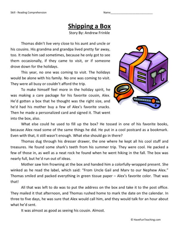 Fourth Grade Reading Comprehension Worksheets
