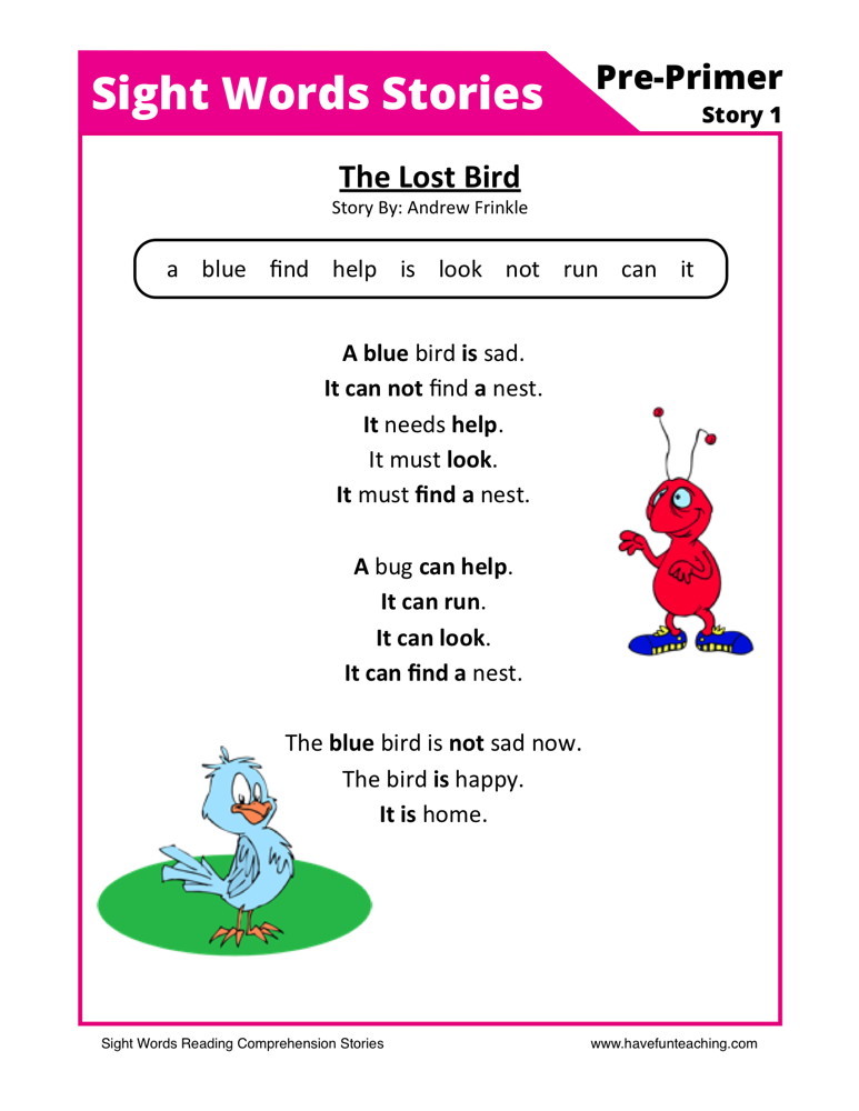 Reading Comprehension Worksheet The Lost Bird Reading Comprehension Worksheet The Lost Bird