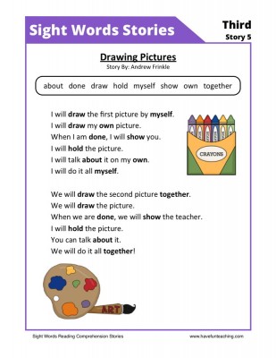Sight Words Reading Comprehension Worksheets