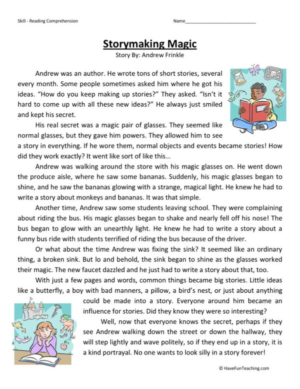 Fourth Grade Reading Comprehension Worksheets