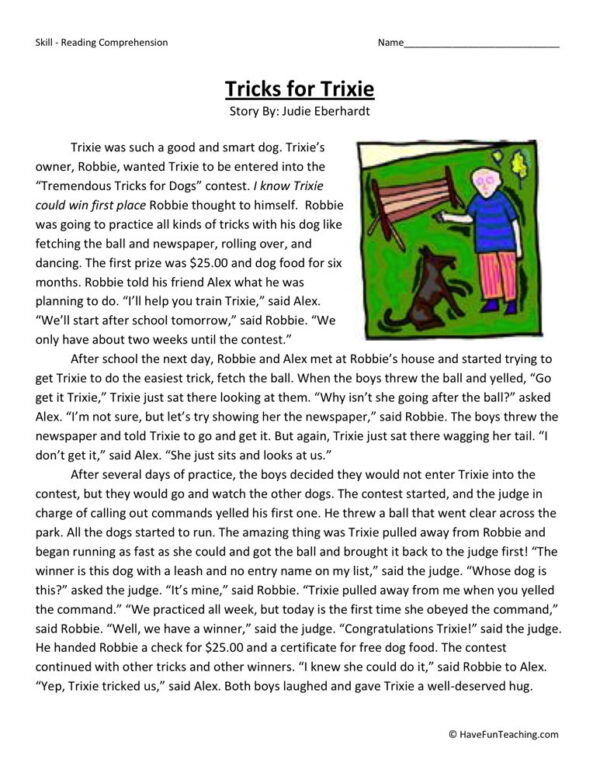 Fourth Grade Reading Comprehension Worksheets