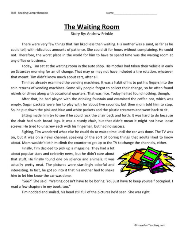 Reading Comprehension Worksheet - The Waiting Room
